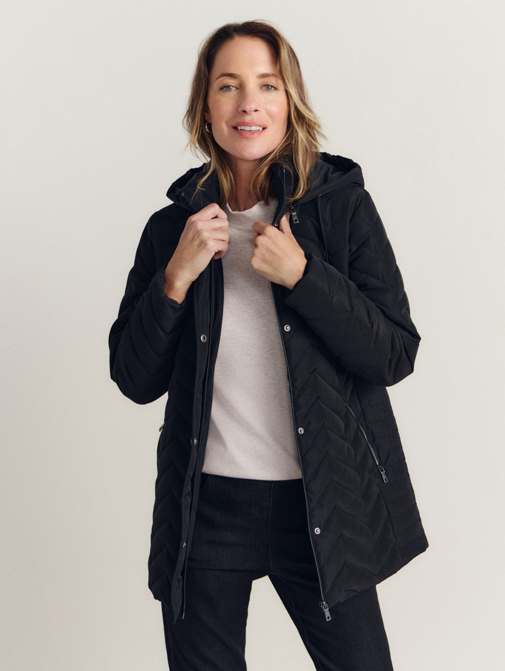 Kasia Quilted Jacket - Women's Quilted Hooded Jacket in Black - Black ...